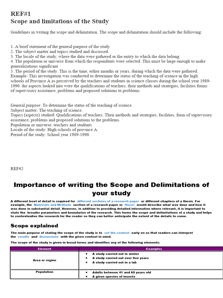 Scope and Limitation | PDF | Sampling (Statistics) | Statistics