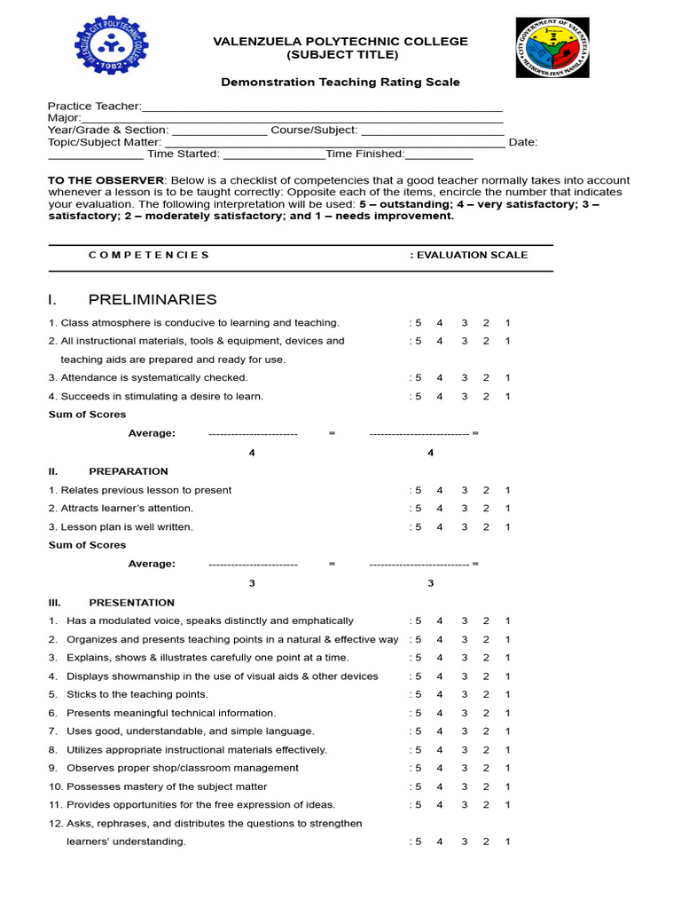 Demo Teaching Evaluation Form | PDF | Educational Assessment | Teaching