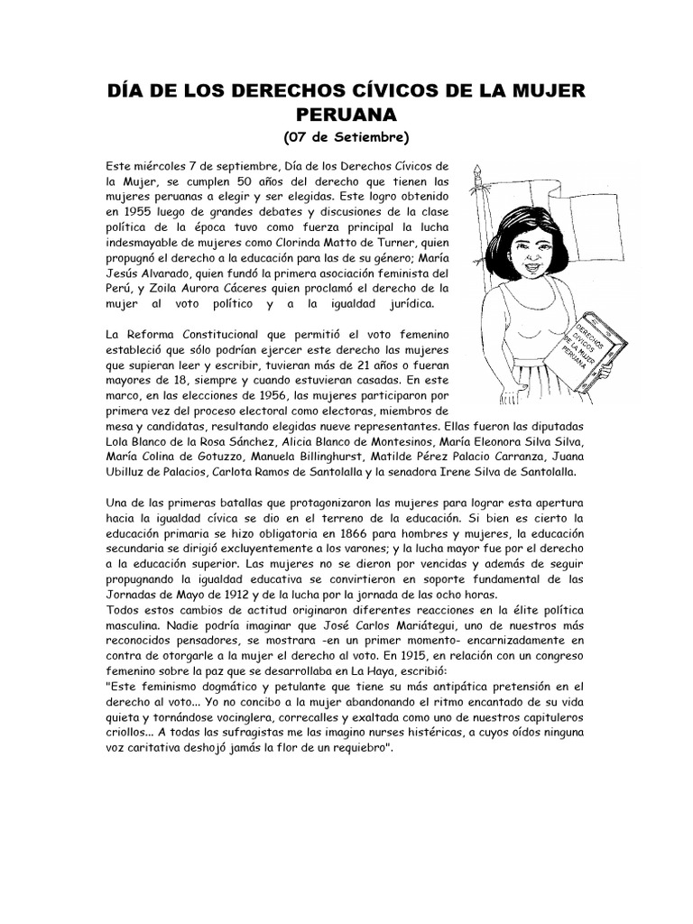 DÍA DE LOS DERECHOS CÍVICOS DE LA MUJER PERUANA | PDF | Mujer | Votación