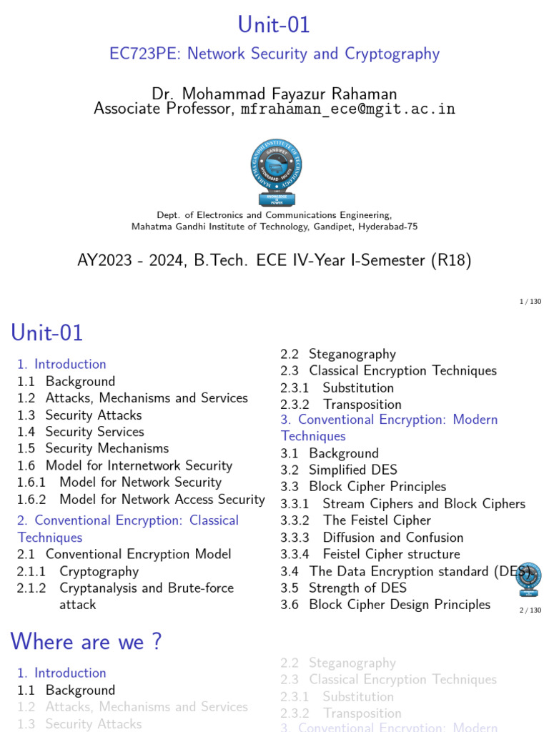 Network Security for ECE Students | PDF | Cryptography | Cryptanalysis