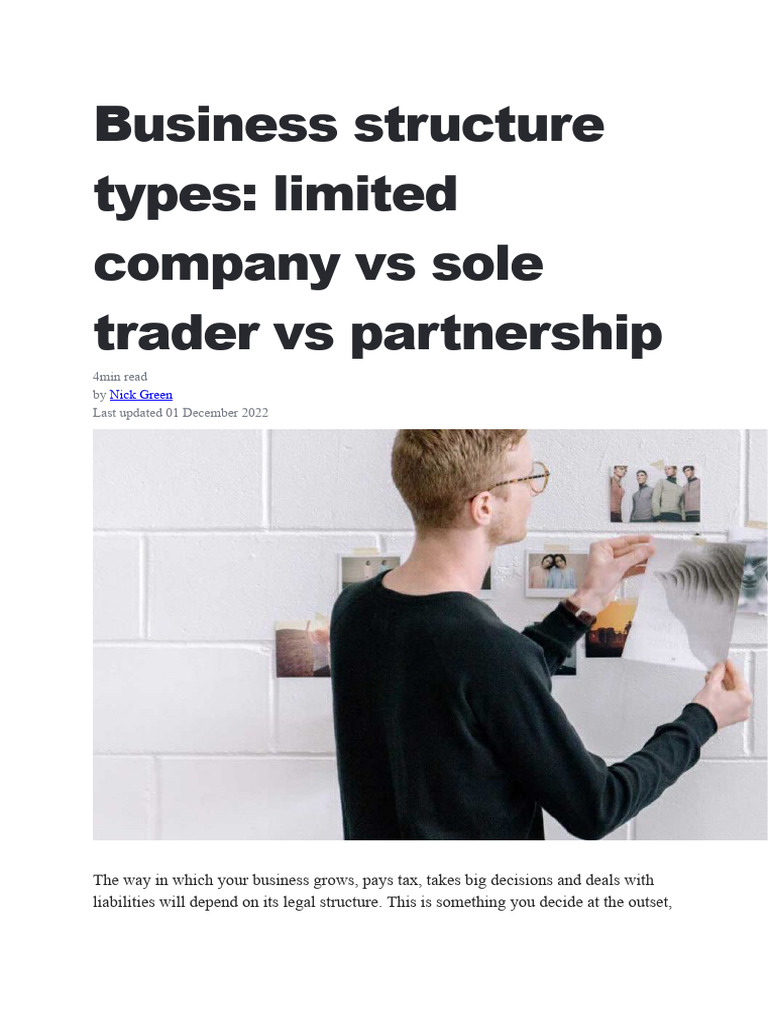 Business Structure Types Legal Doc 2 | PDF | Sole Proprietorship ...