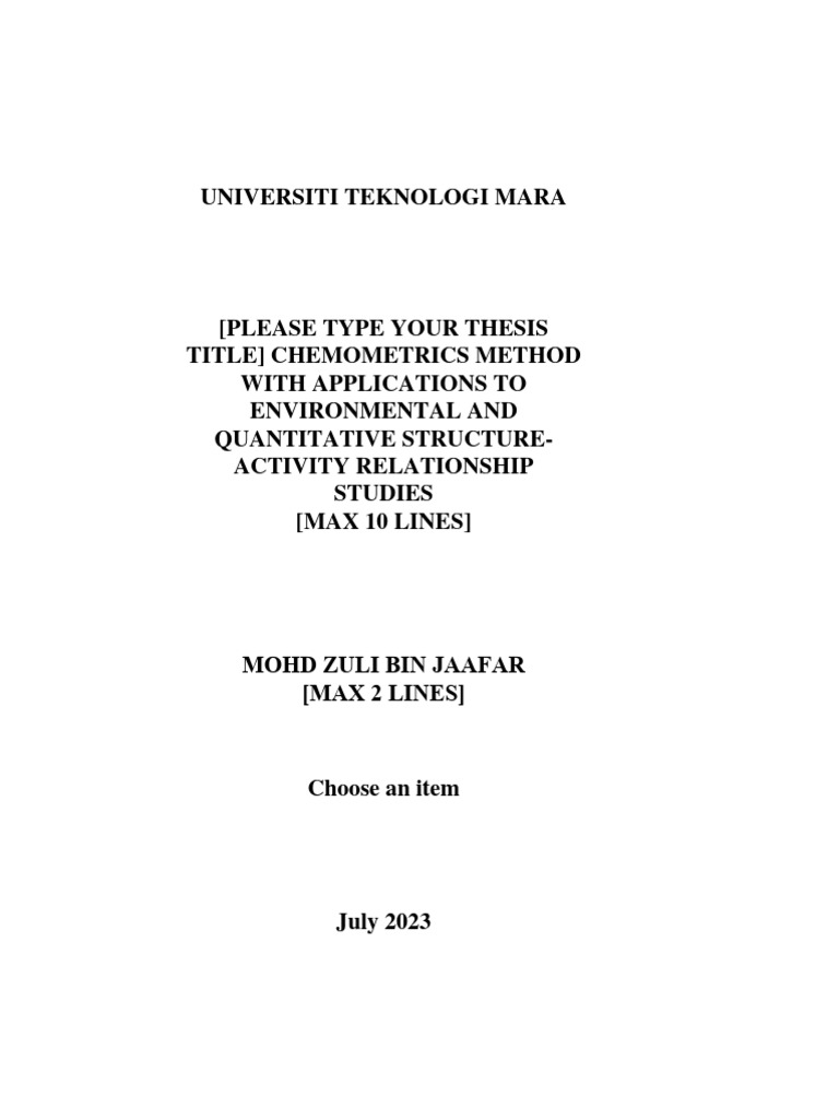 UiTM Thesis Template and Guidelines | PDF | Page Layout | Principal ...