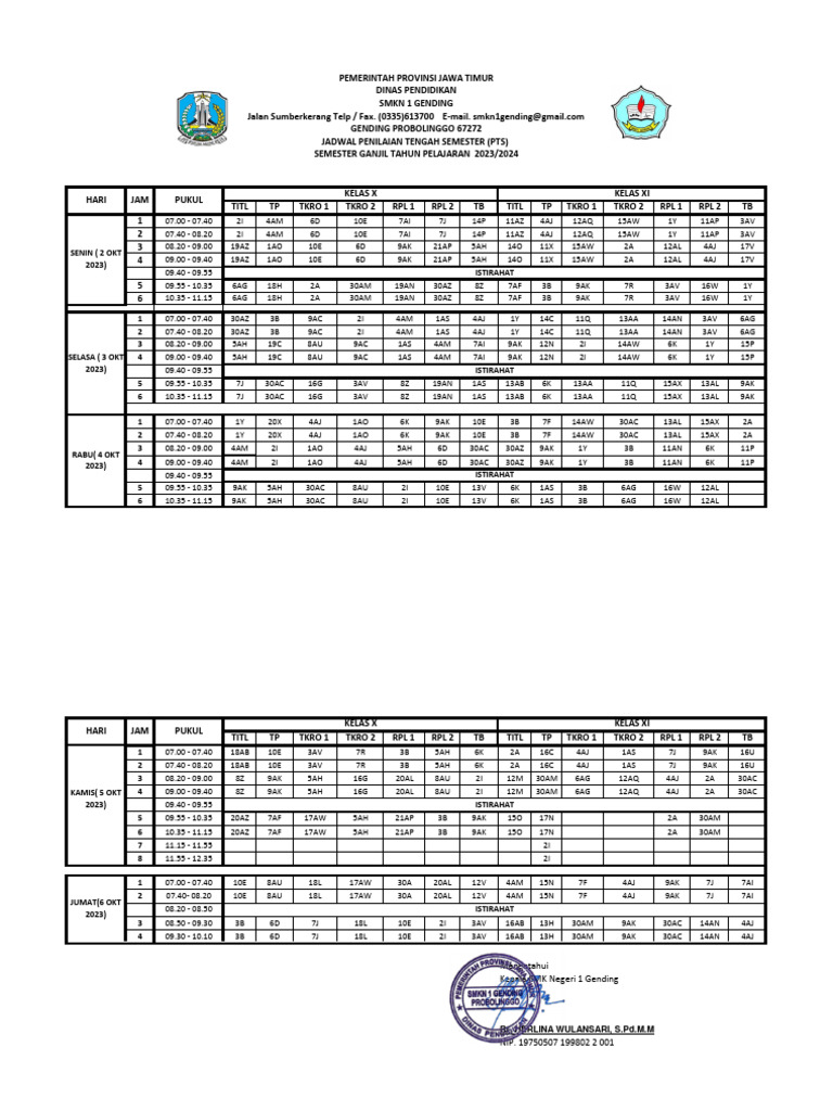 Jadwal Pts Fix | PDF