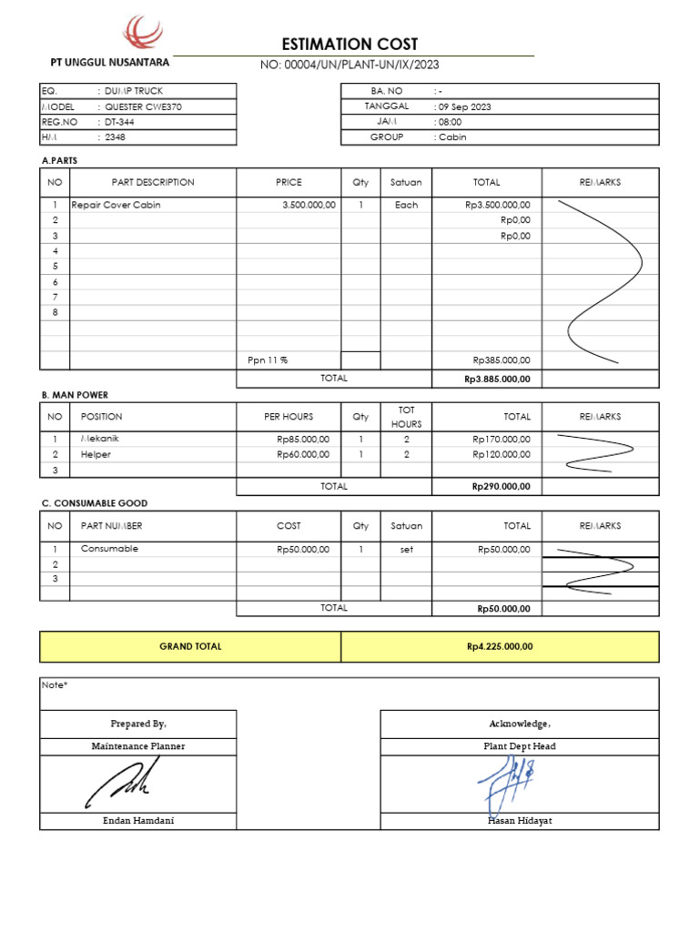 Quester CWE370 Repair Invoice | PDF