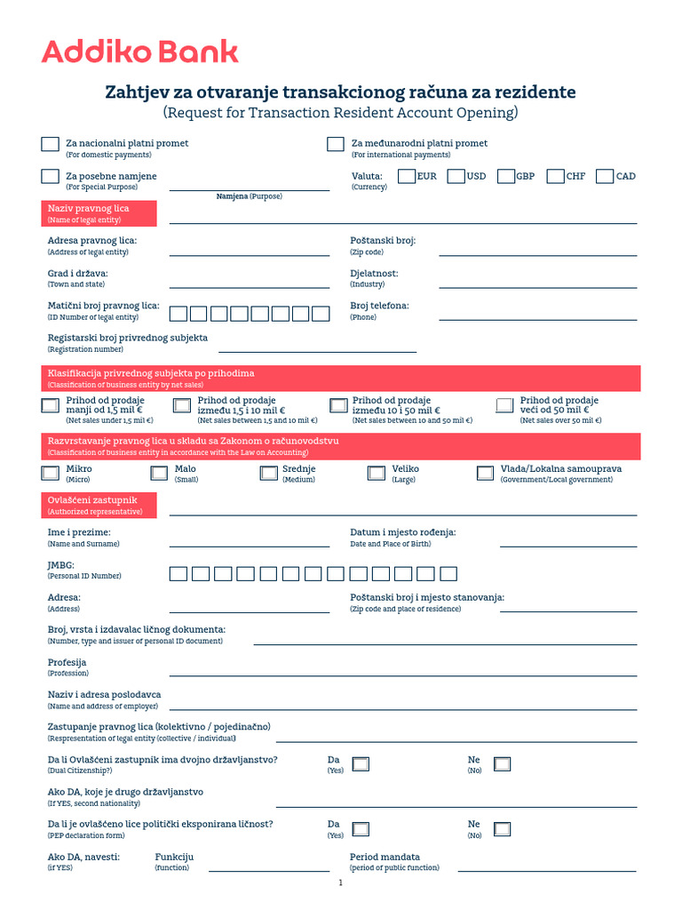 Addiko 202209 18579 CG Paket Obrasci Rezidenti Editabilni 1 | PDF