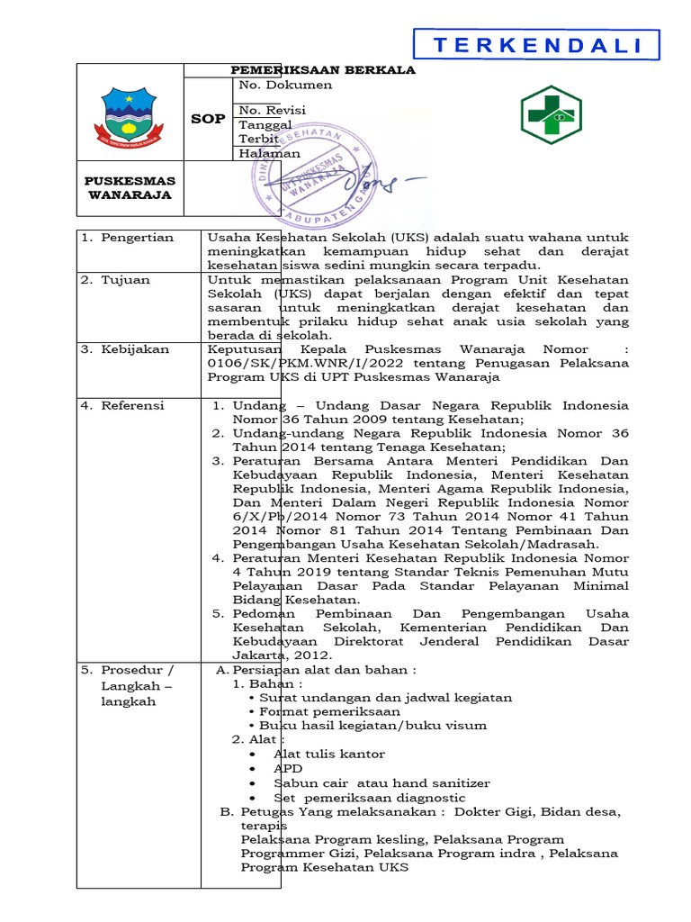 Sop Pemeriksaan Berkala Fix | PDF