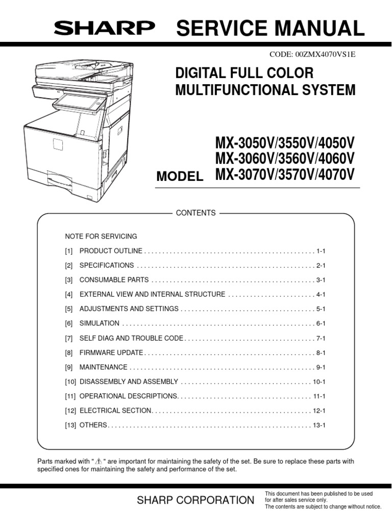 Sharp MX3650-4070 Service Manual | PDF | Fax | Screw