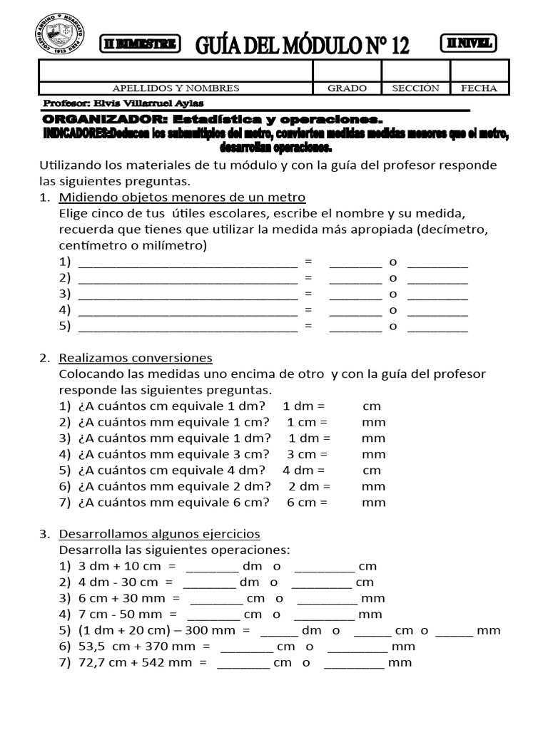Guia Del Modulo Medidas Del Metro | PDF | Metro | Longitud