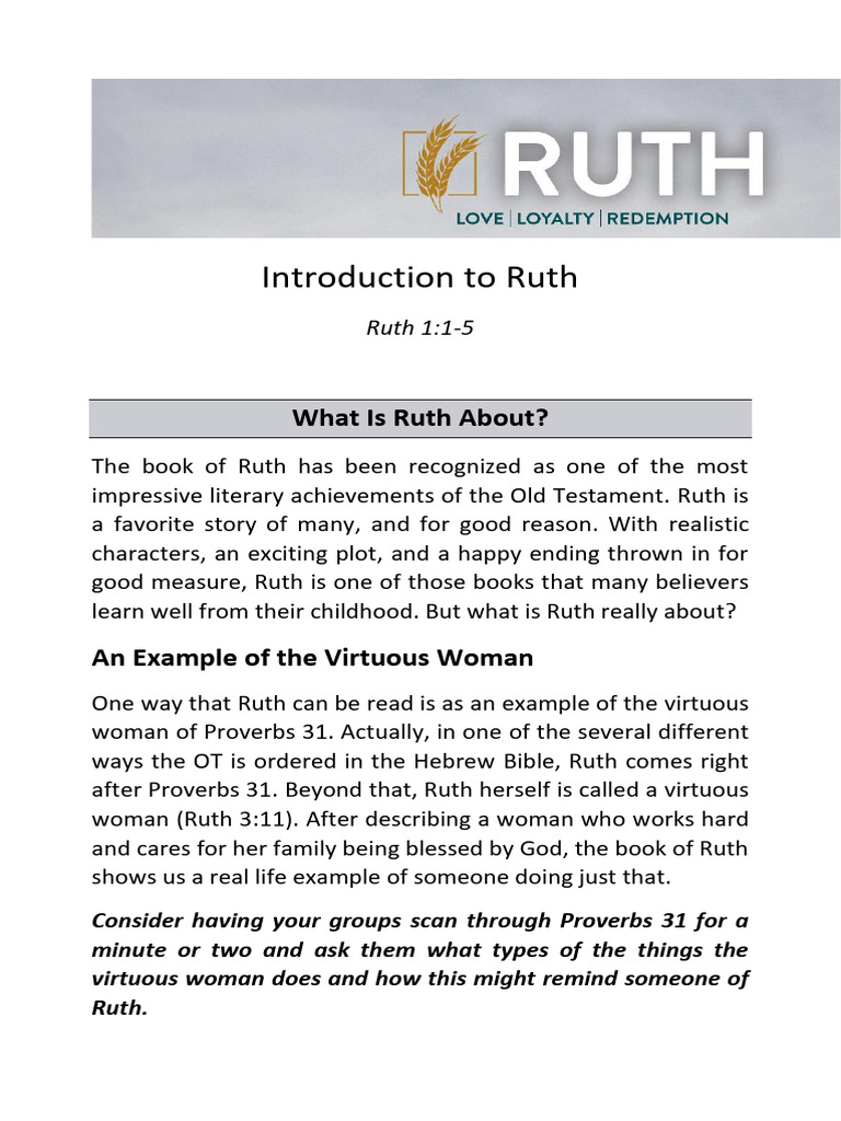 Lesson 1 - Introduction Booklet | PDF | Ruth (Biblical Figure) | Book ...