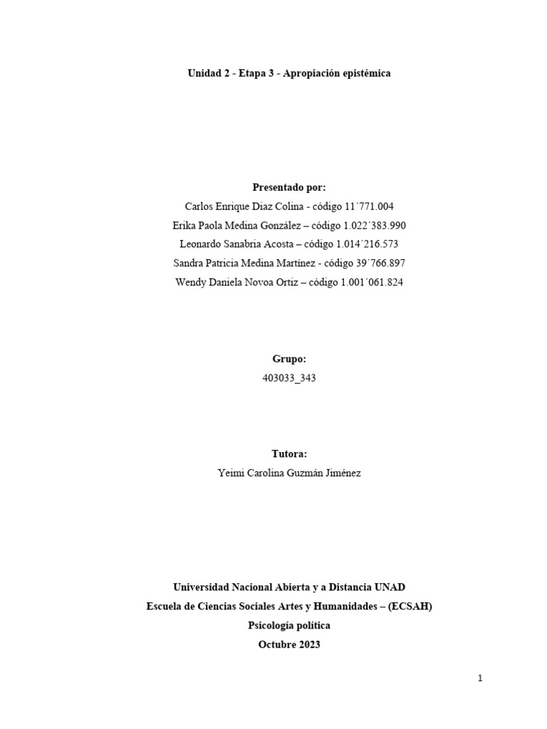 Unidad 2 - Etapa 3 - Apropiacion Epistemica | PDF | Socialización ...