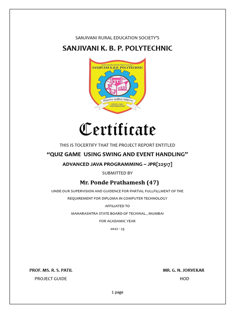 Pathamesh Microproject | PDF | Quiz | Computing