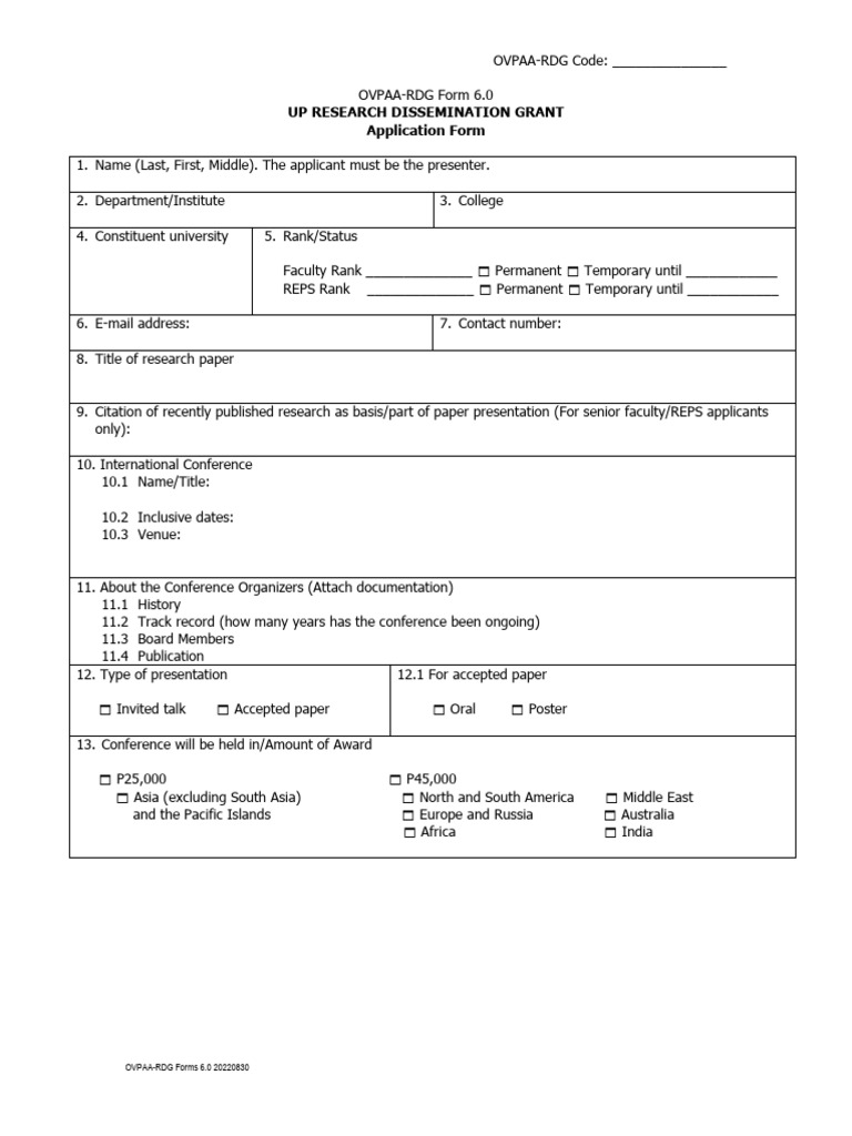 RDG Form 6.0 Application Form 1 | PDF | Career & Growth | Business