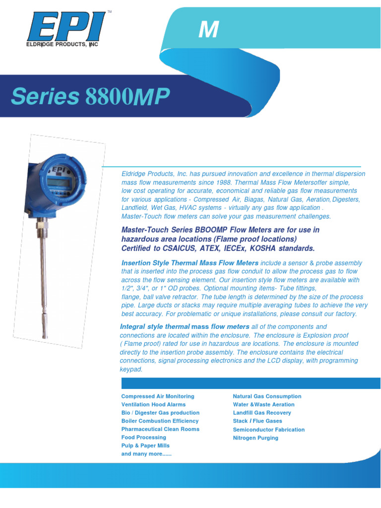 EPI MP8840 Details | PDF | Flow Measurement | Pipe (Fluid Conveyance)