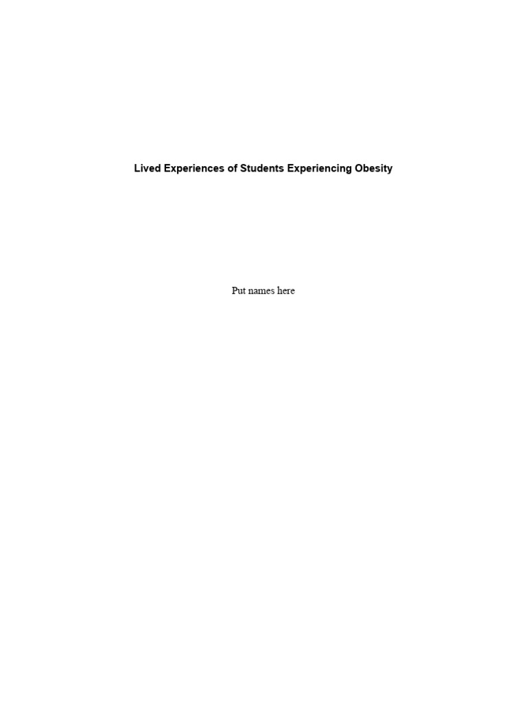 Qualitative Concept Paper Sample | PDF | Obesity | Body Mass Index