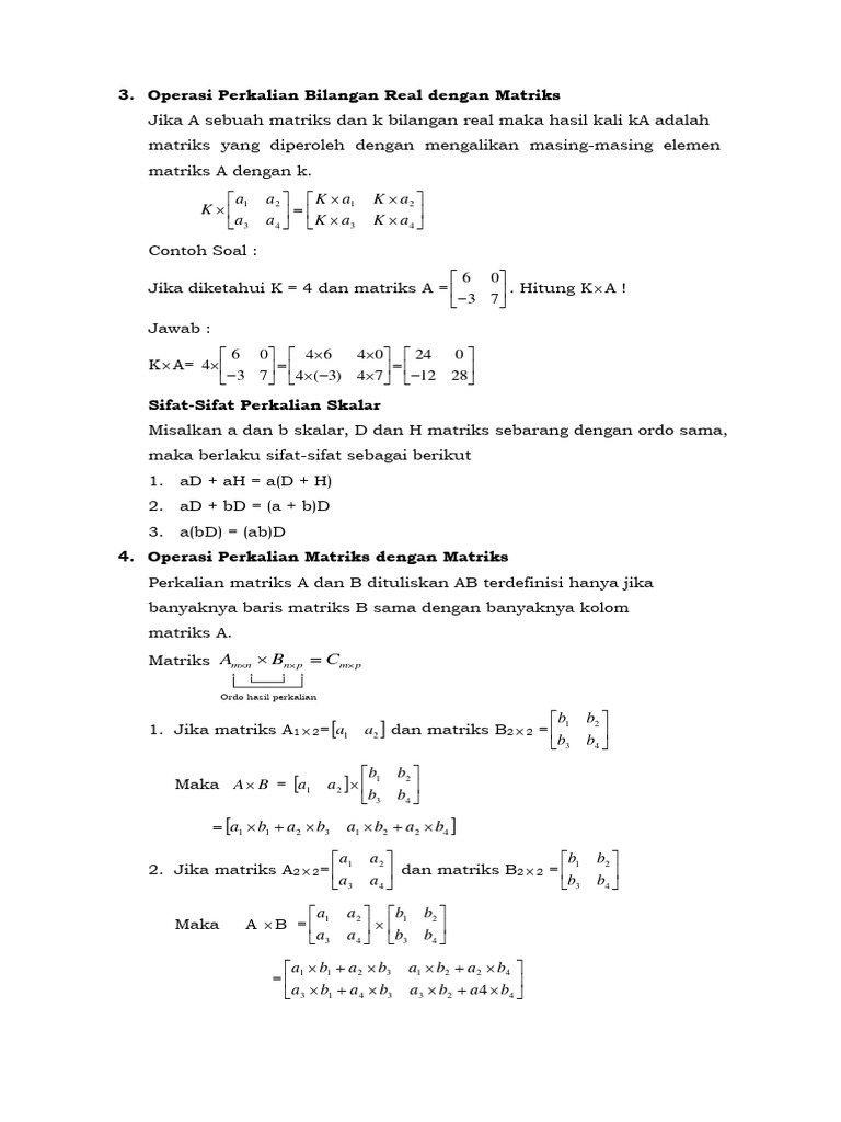 Operasi Matriks dan Skalar | PDF | Metode & Bahan Ajar
