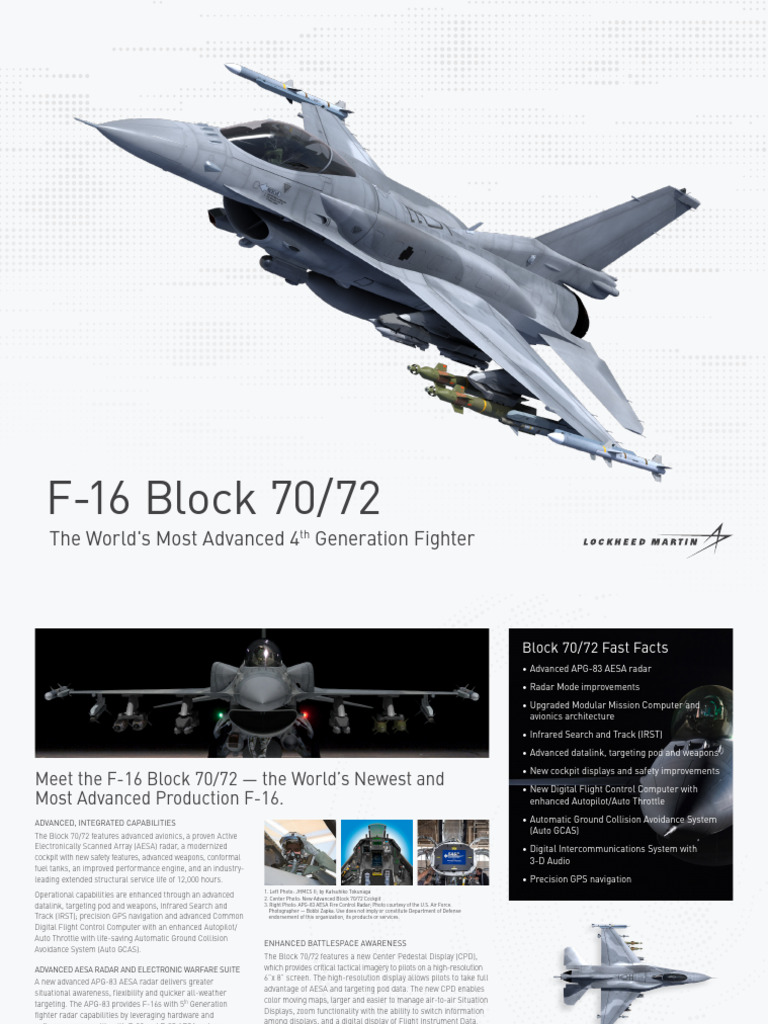 F-16 Block 70/72 Fighter Overview | PDF | General Dynamics F 16 ...