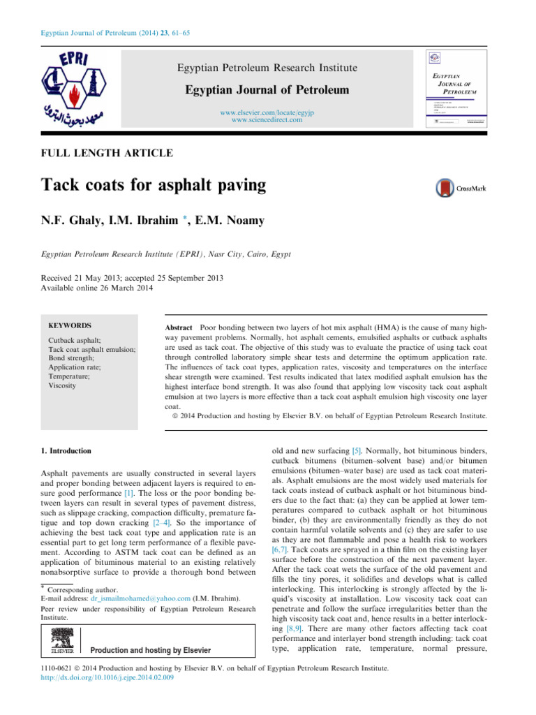 Tack Coats For Asphalt Paving | PDF | Road Surface | Viscosity