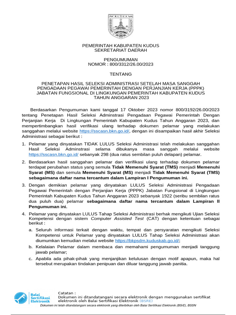 Pengumuman Fix 2023 | PDF