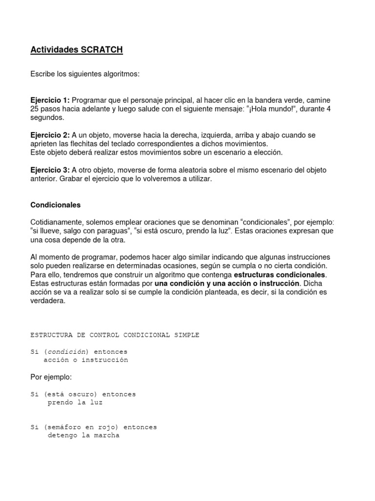 Actividades SCRATCH | PDF | Variable (Matemáticas) | Lenguaje de ...
