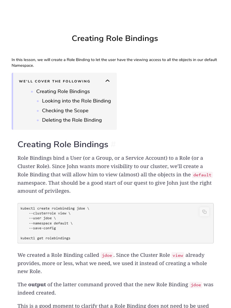 113 Creating Role Bindings Pdf Scope Computer Science Computing 3814
