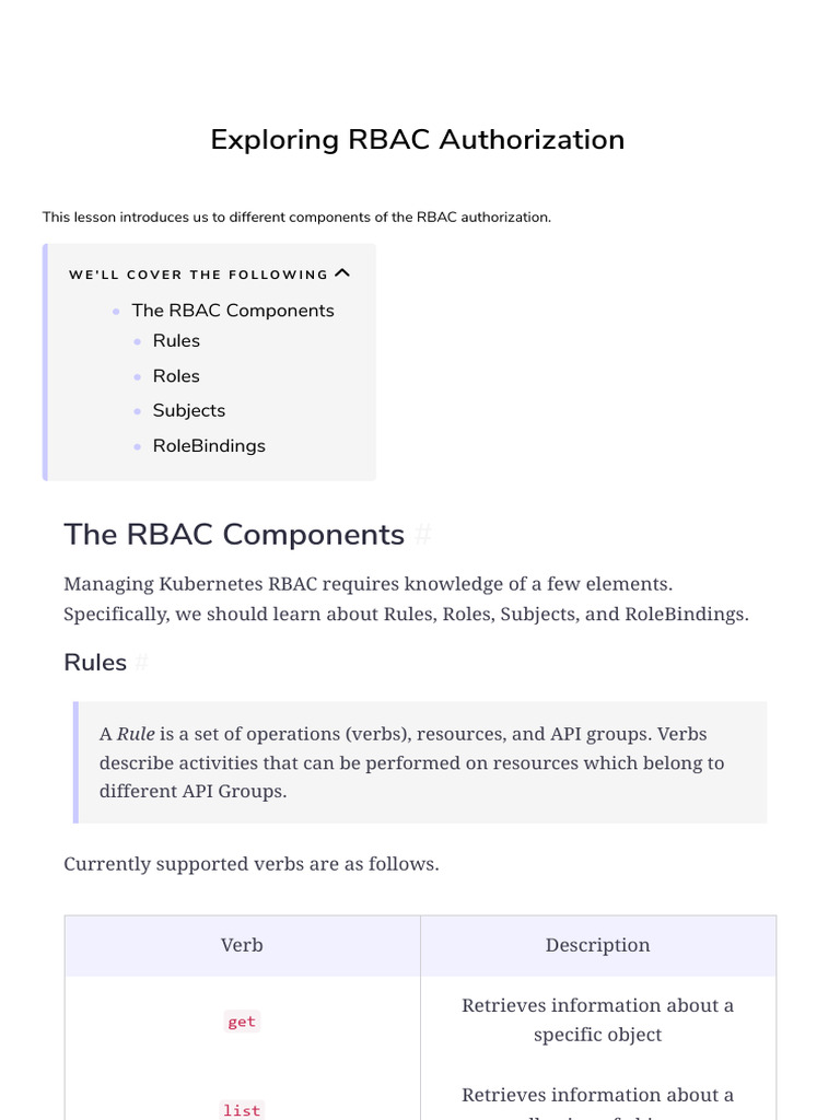 Understanding RBAC Components in Kubernetes | PDF | Software ...