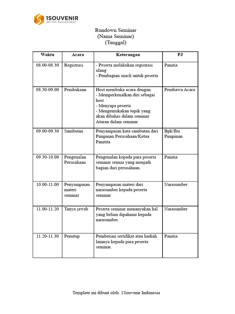 Template Rundown Seminar by 1Souvenir(1) | PDF