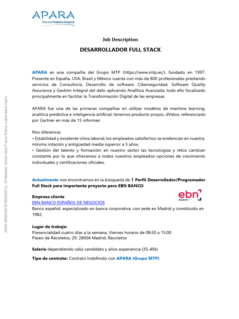 Desarrollador Full Stack JAVA-EBN-JD | PDF | Oracle Corporation | Java (lenguaje de programación)