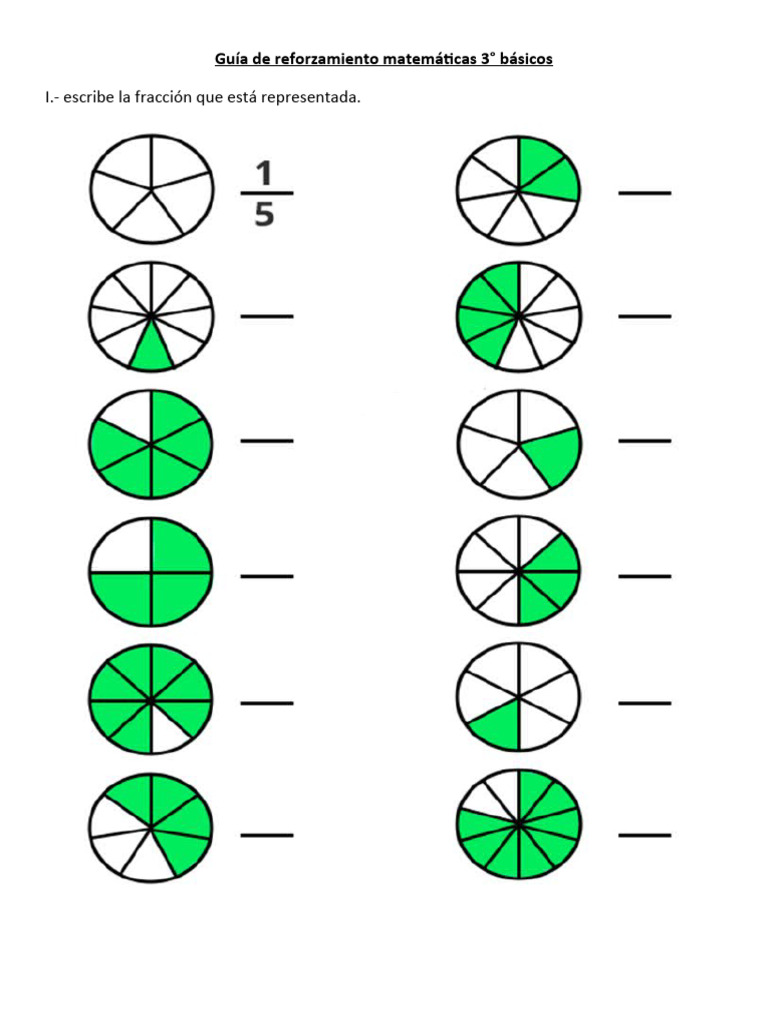 Reforzamiento de Fracciones 3° Básico | PDF | Métodos y materiales de ...