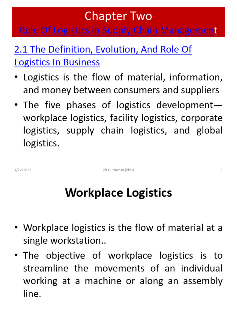 Chapter 2 - Role of Logistics in The SCM | PDF | Logistics | Supply Chain