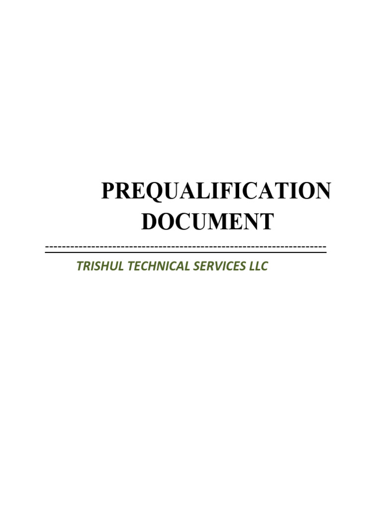 Prequalification Document - Trishul Technical Services | PDF | Sales ...