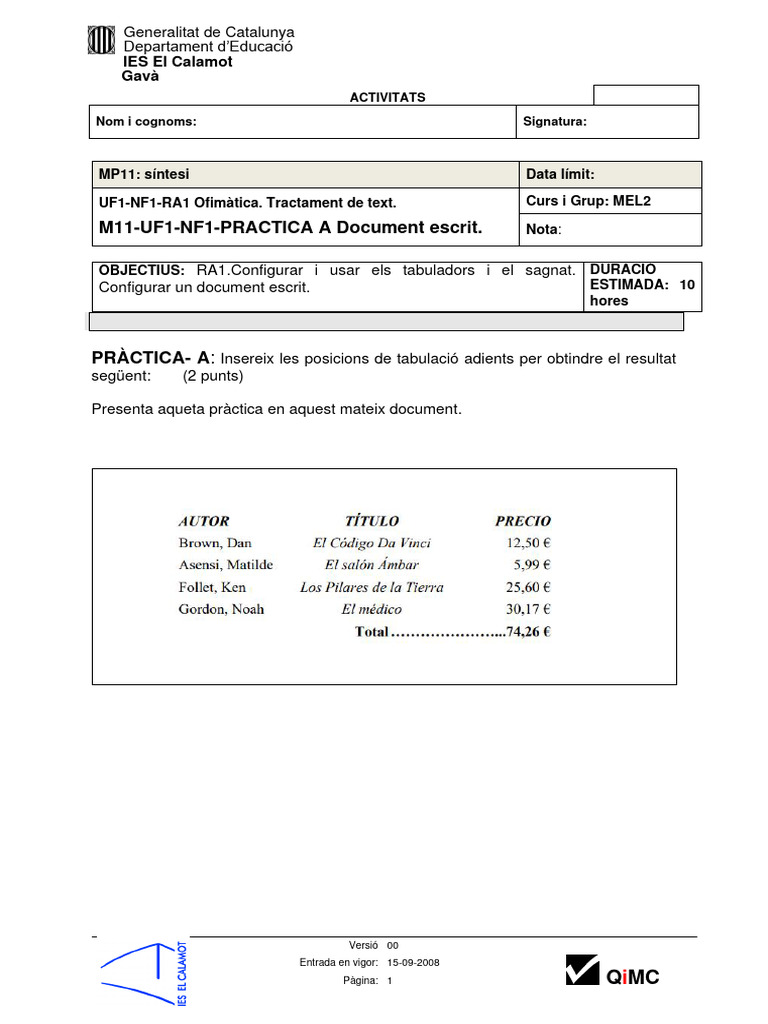 Comparto '12927 - 20230929 - Exercici - PRACTICA - Ofi1 - Word - Doc' Con Usted | PDF