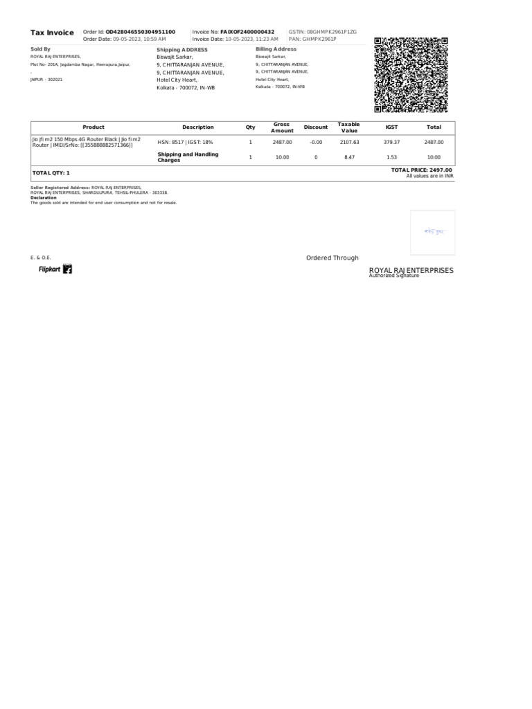 Flipkart Bill Office PDF Government Finances Government