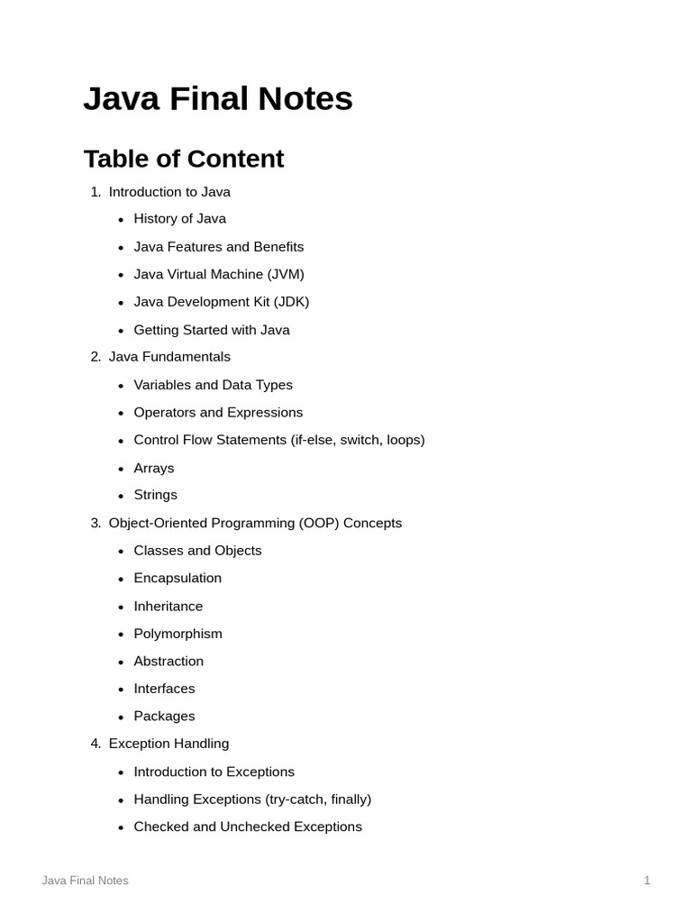 Java Final Notes Pdf Java Programming Language Java Virtual Machine 