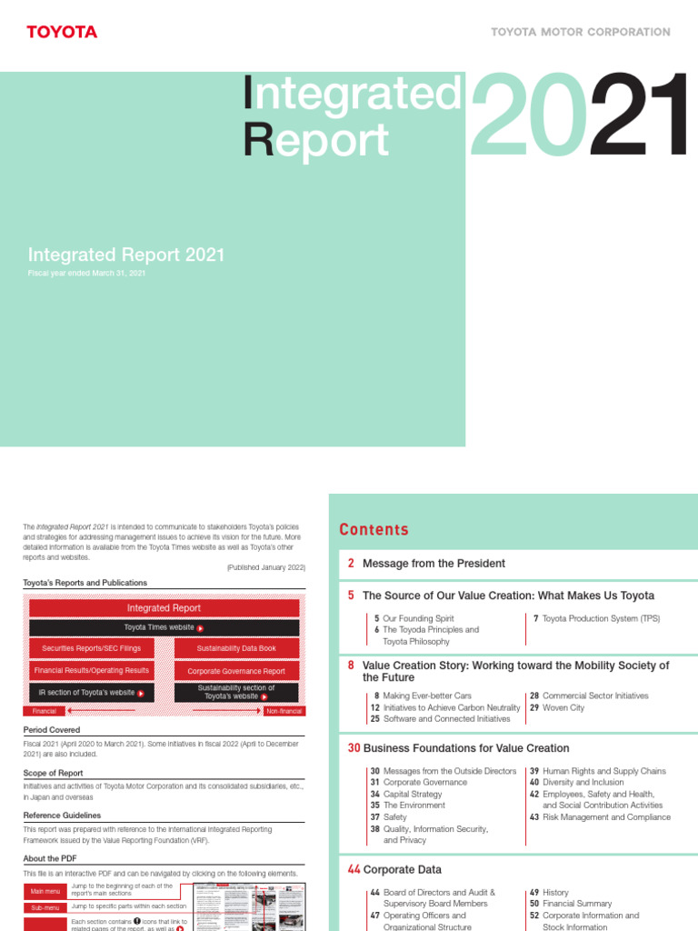 2021 001 Integrated en | PDF | Toyota | Electric Vehicle