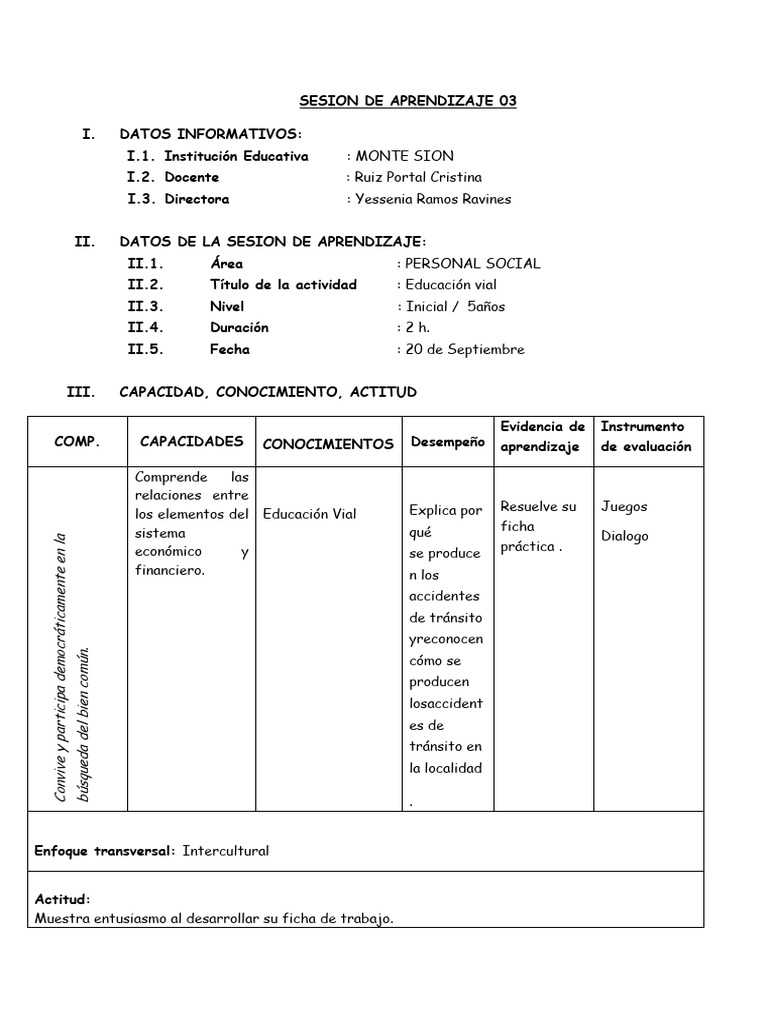 Sesion de Aprendizaje 03 | PDF | Aprendizaje | Maestros