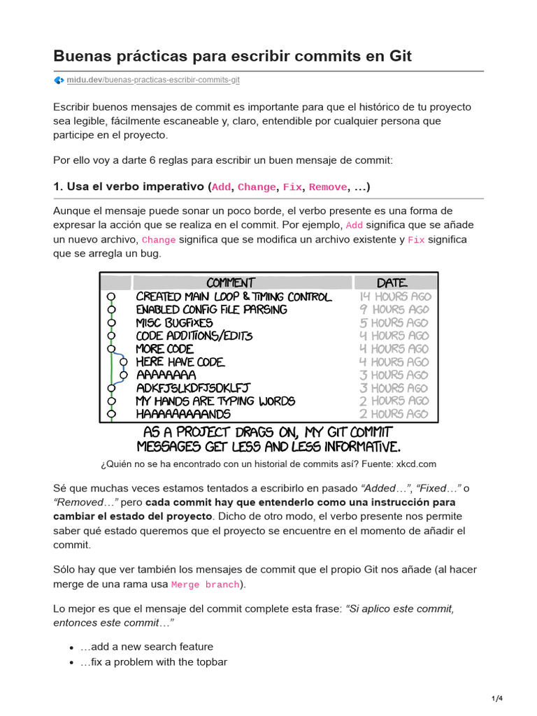 Buenas Prácticas para Escribir Commits en Git | PDF | Ingeniería Informática | Industria del ...