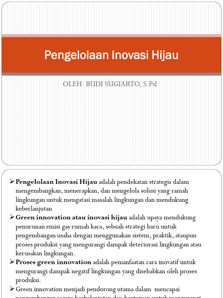 Pengelolaan Inovasi Hijau | PDF