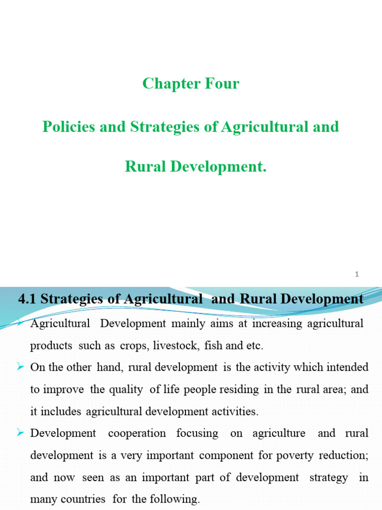 Agricultural & Rural Development Strategies | PDF | Agriculture | Policy