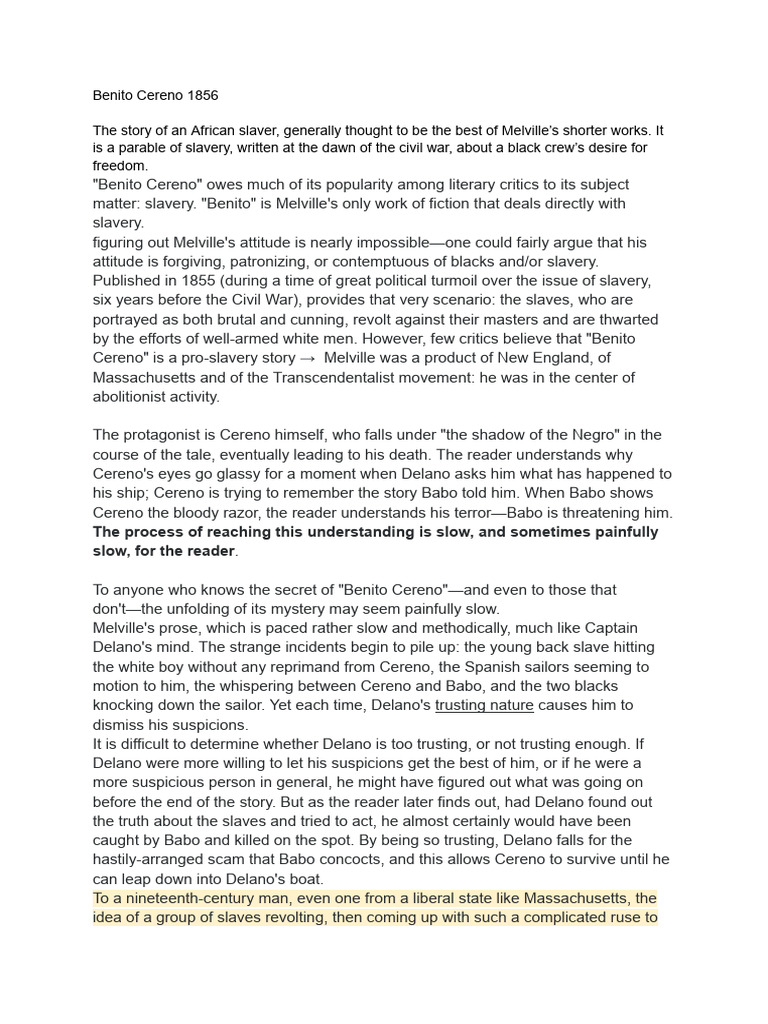 MELVILLE - Benito Cereno | PDF