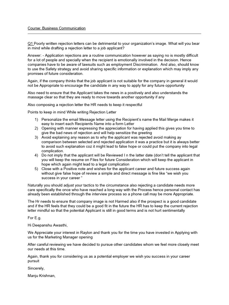 Answersheet Sem 2 Business Communication | PDF