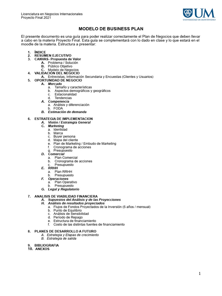 Modelo Business Plan 2021 Nnii | PDF | Marketing | Análisis FODA