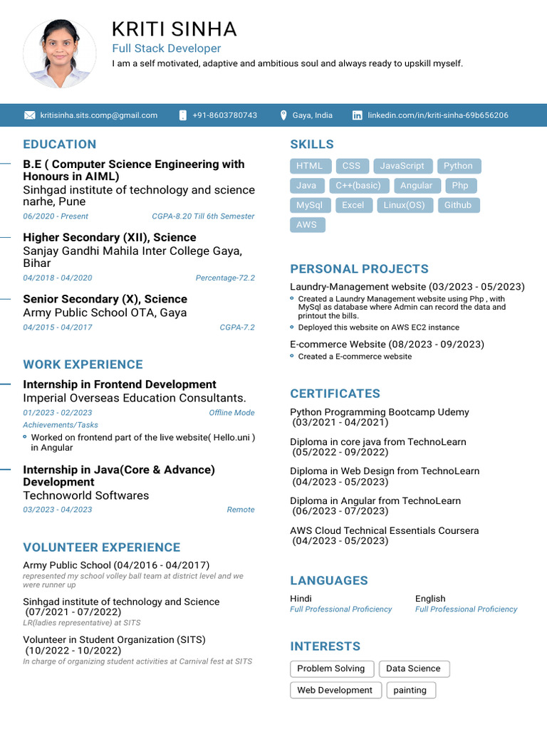 KRITI's Resume | Download Free PDF | My Sql | Computing