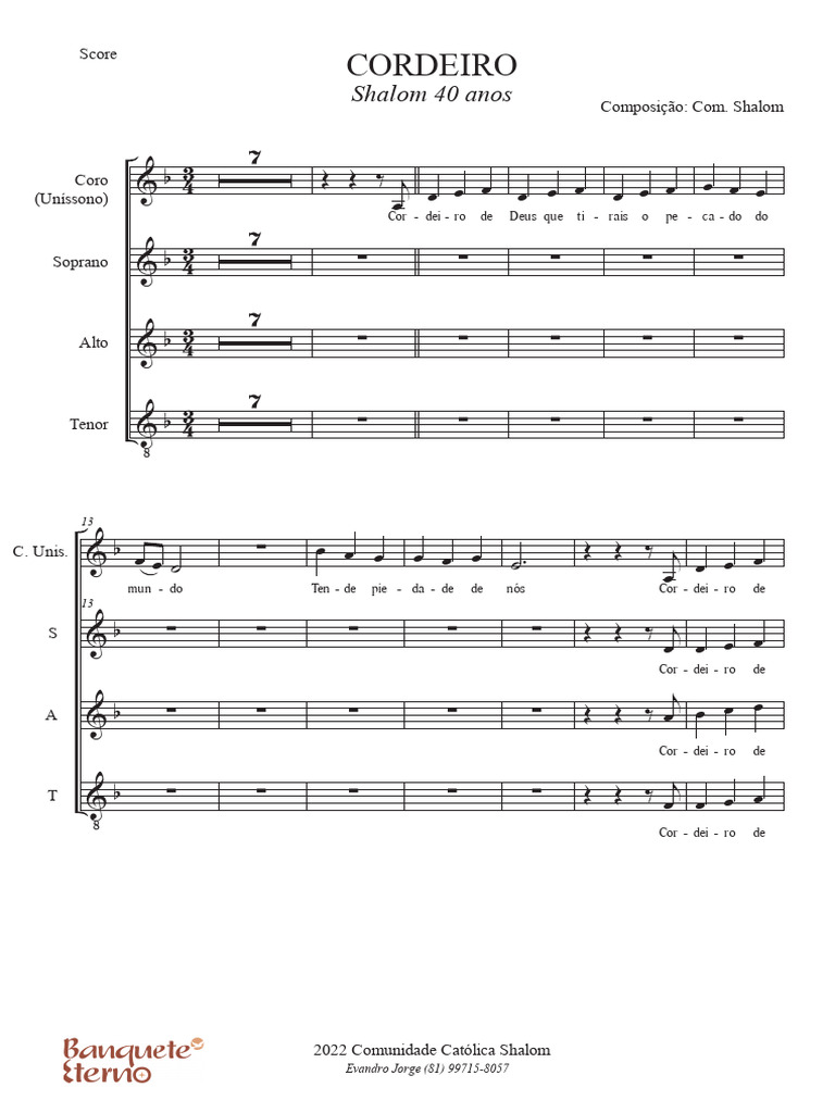 Dai-Nos A Paz (Cordeiro) | PDF