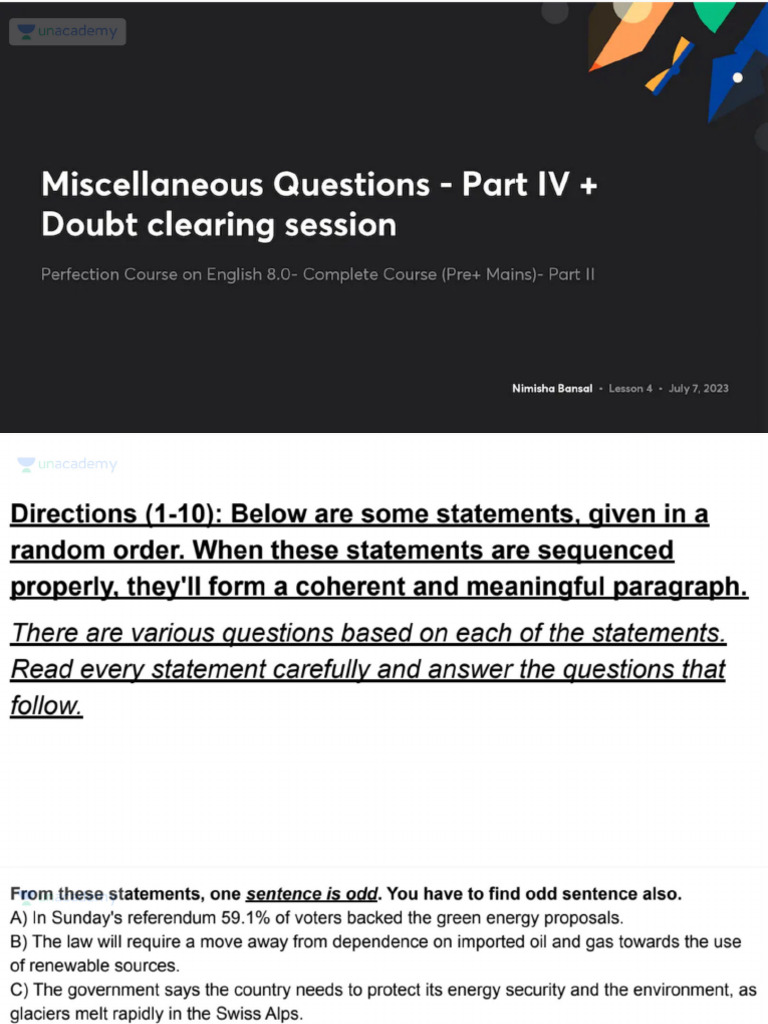 Miscellaneous Questions Part IV Doubt Clearing Session No Anno | PDF
