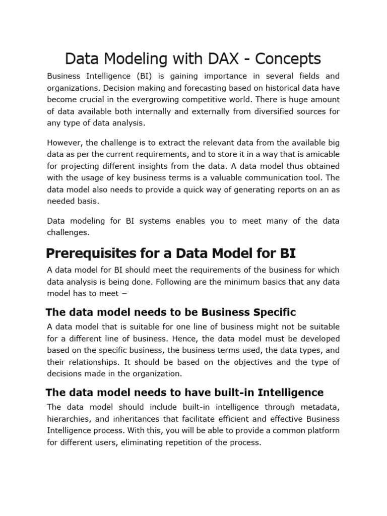 Data Modeling with DAX-Concepts | PDF | Data | Data Model