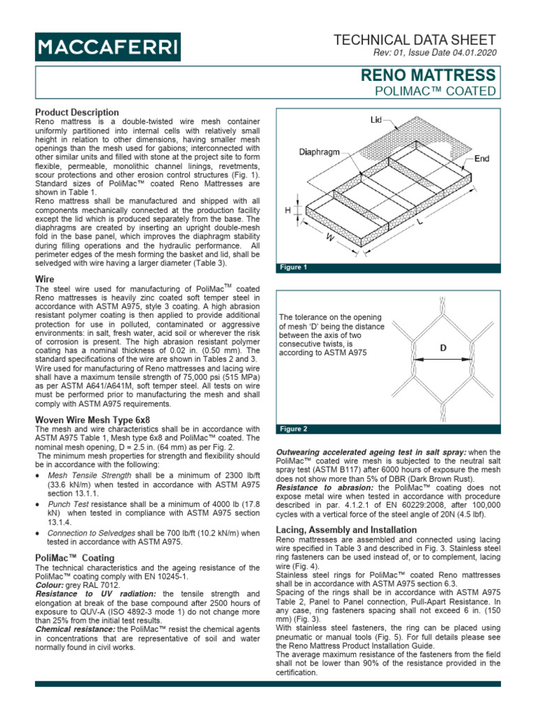 PoliMac Coated Gabion Mattress Spec | PDF | Materials | Mechanical ...
