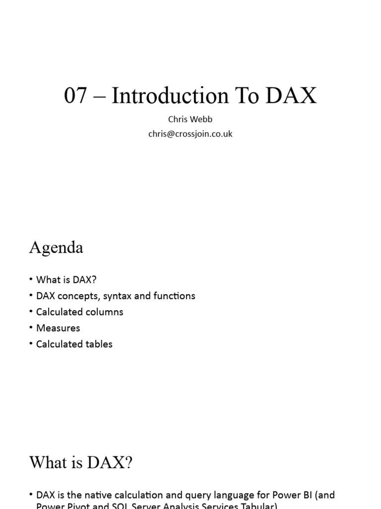 07 Introduction To Dax Pdf Computer Data Data Management 9285