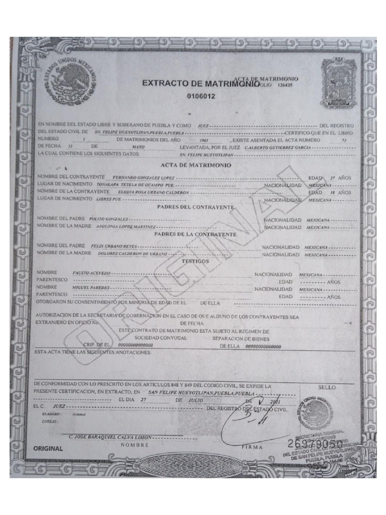 Acta de Matrimonio | PDF