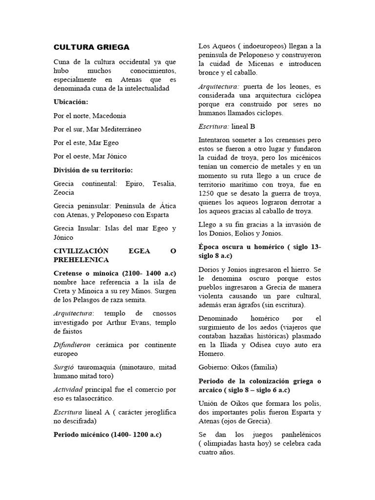 Cultura Griega | PDF | Esparta | Antigua Grecia