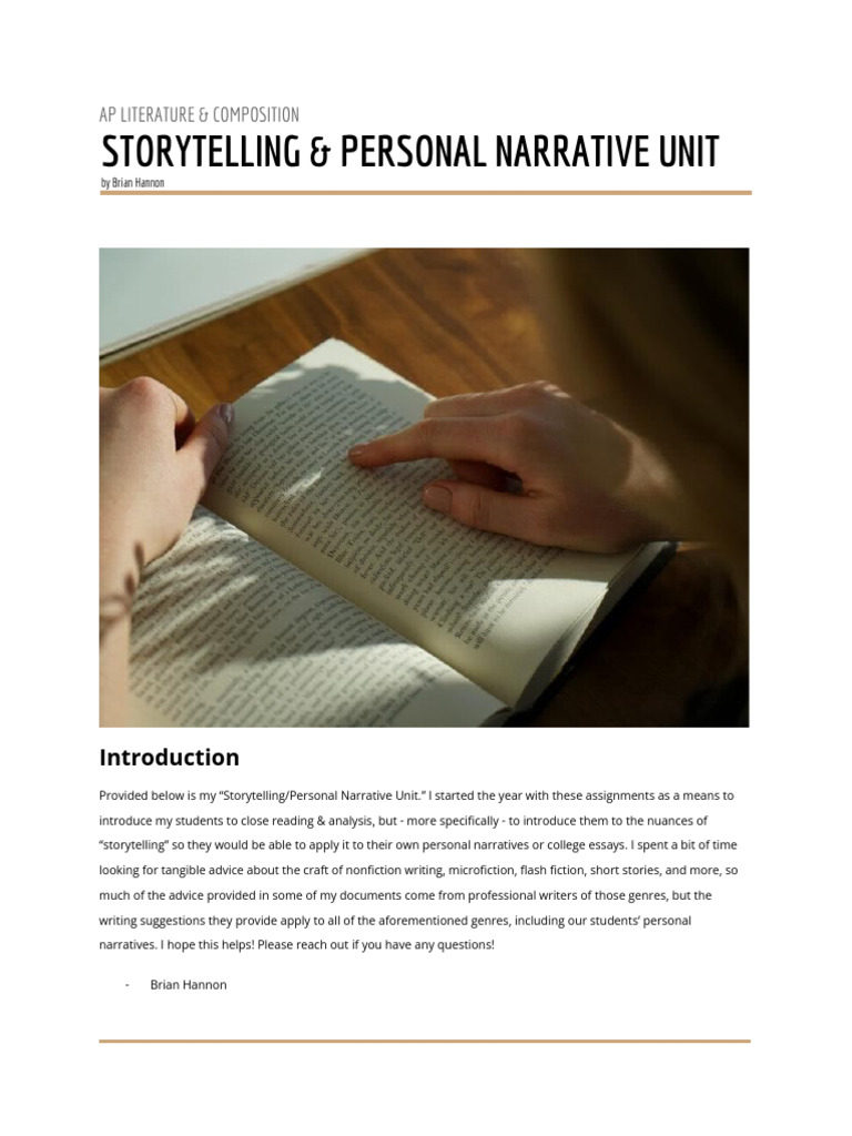 Storytelling Unit - An Overview | PDF | Human Communication